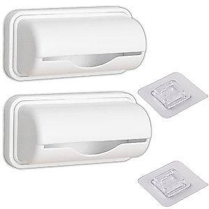 2Pcs Trash Bag Dispenser Wall Mount, Disposable Trash Liner Dispenser, Trash Can Liner Dispenser, Fineliner Bag Dispenser, No Drill Bag Dispenser Wall Mount Garbage Bag Dispenser (White)