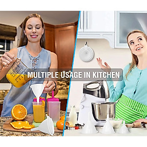 Plastic Funnels for Kitchen Use - 3 Pack of Round Kitchen Funnels for Filling Bottles, Jars & Containers - Kitchen Funnel Set with Holders - Funnels for Kitchen use Filling Bottles, Automotive Use