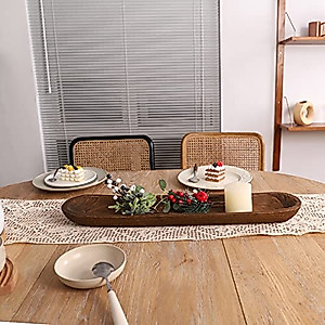 Uziass Wood Dough Bowl, 23.5in Hand Carved Rustic Long Wooden Dough Bowls for Decor Long Wood Dough Bowl Farmhouse Decorative Fruits Wooden Bowls for Dining Table Centerpiece Countertop Home Kitchen