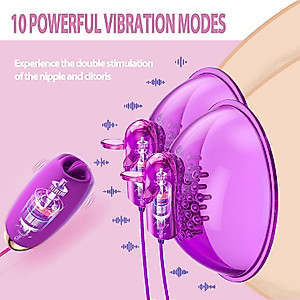 Nipple Clitorals Vibrator Adult Toys - Women Sex Toy Vibrating Nipple Toy Sucker Massage with 10 Vibration 10 Tongue Licking Modes, Rechargeable Female Adult Sex Toys Games for Women Couples Pleasure