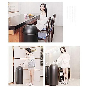 zxb-shop Garbage Can Open Top Dome Trash Can Commercial Metal Trash Can for Hotel Mall Cafes Trash Can (Color : Black, Size : 45L)