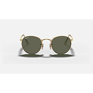 Ray-Ban RB3447 ROUND METAL 112/58 50M Matte Gold/Green Polarized Sunglasses For Men For Women + BUNDLE with Designer iWear Eyewear Kit