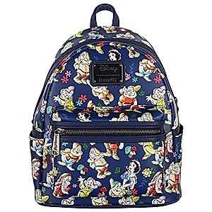 Loungefly Disney Snow White and the Six Dwarfs Floral Watercolor Allover Print Mini Backpack