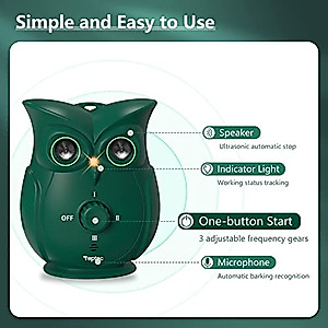 Teptec Dog Barking Control Devices with Dual Ultrasonic Speakers, Stronger Rechargeable Anti-Bark Device for Outdoor Waterproof and Indoor, Dog Barking Deterrent Safe for Human & Dogs