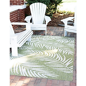 Unique Loom Outdoor Botanical Collection Area Rug - Palm (9' x 12' Rectangle, Green/ Ivory)