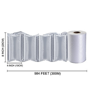 VIECAM Air Pillow Cushion Film Roll for Bubble Wrap Packaging 3000pc 984ft x 4" x 8" (300m x 10cm x 20cm) | 2 Pack