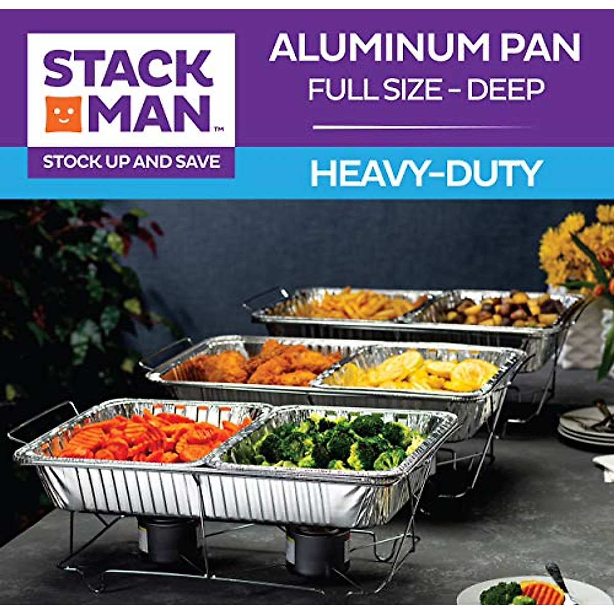 Full Size Large Aluminum Pans, Disposable Foil 21x13 Deep [20-Pack] Steam Table Chafing Pan - Extra Heavy Duty Durable Tray - Great for Roasting, Cooking, Warming, Prepping and Storing Food