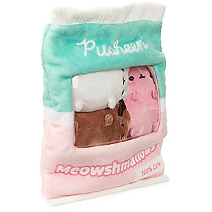 GUND Pusheen Meowshmallows Bag of Treats with Removable Mini Plush, Stuffed Animals for Ages 8 and Up, Pink/Green, 7.5”