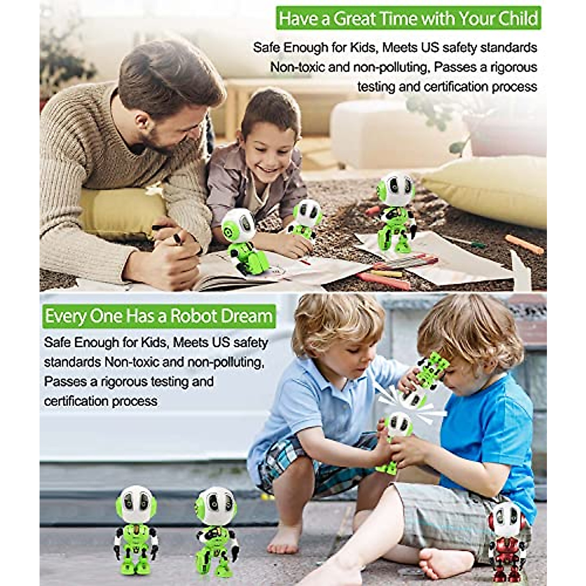 Aubllo Robots for Kids Toys Stocking Stuffers for Boys Girls-2022 Mini Talking Interactive Robots with 10 Hours Working Time USB Charging Led Eye Kids Toys for Boys Girls (Fruit Green)