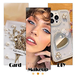 BlingKingdom 660pcs Self Adhesive Pearl Stickers Flat Back Pearls for Craft Hair Face Makeup Nail Cell Phone Scrapbooking Decor, 4 Size 3mm/4mm/5mm/6mm (White)