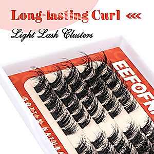 Mink Cluster Lashes Fluffy Individual Eyelashes Clusters False Lashes Curly Faux Mink Eyelashes DIY Individual Lash Extension at home by Eefofnn (8mm-16mm Mixed Length)