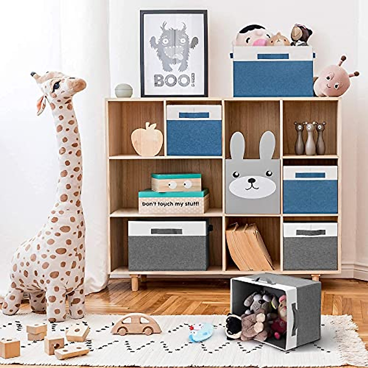 GhvyenntteS Storage Bins (6-Pack) Large Closet Storage Bins with Lid and 3 Handles, Sturdy Fabric Cube Storage Boxes with Label Window for Home Bedroom Office (Grey, 15" x 11" x 9.6")
