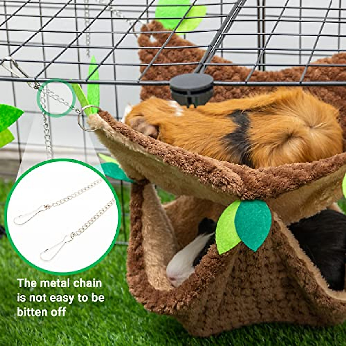 FAITUCOS Guinea Pig Hideout - Hanging Hammock & Tunnel Set for Rat Guinea Pigs Hamster Hedgehog Chinchilla Flying Squirrel - Fleece Warm Small Animals Bedding House Cage Accessories