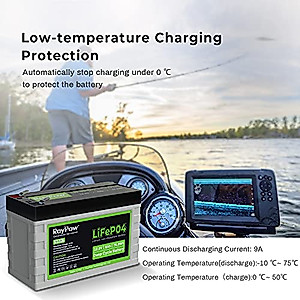12V 6Ah LiFePO4 Lithium Battery, RoyPow 12V 6Ah LiFePO4 Battery 3500 Cycles 12V Deep Cycle LiFePO4 Battery with Low-Temperature Cut-Off, 9 Amp Discharge Rate for Power Wheel, Scooters, Fish Finders