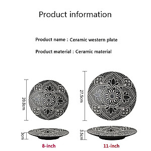 MAXLYA Bone China Plate, Japanese Set Tableware Straw Hat Western Food Plate Creative Embossed Fish Plate Pasta Plate Dessert Plate, Stackable & Dishwasher Safe (Set of 4/8'')