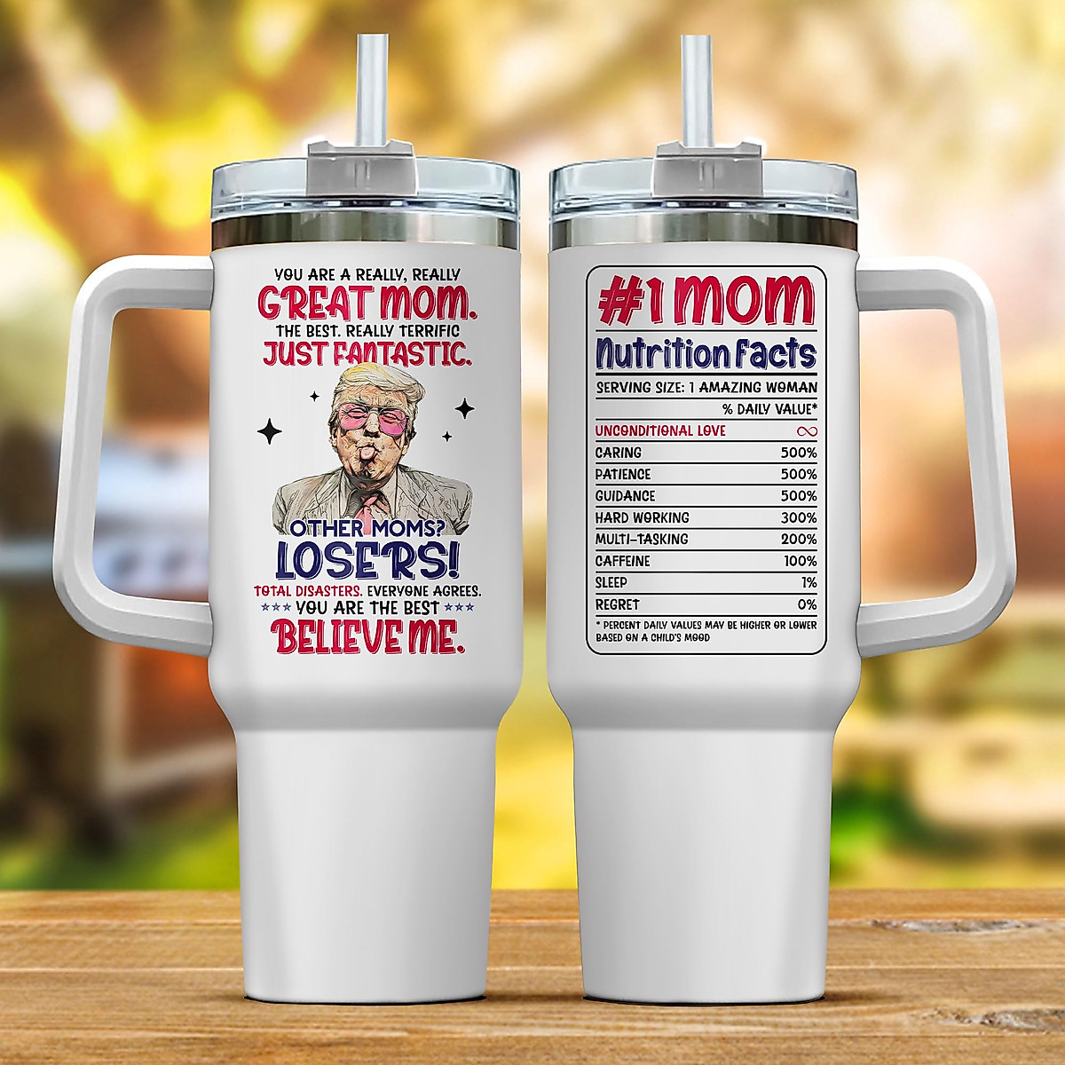 9SUNFLOWER To Modern Best Mothers Straws Mommy Ever Funny Cups Insulated Tumblers Cup Day Momma For, Trump Mom Nutrition Facts, Tumbler 40 Oz With Handle Lid And Straw, Trump Gifts