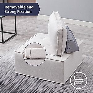 ZAFLY Single Couch, Single Seat Sofa, Armless Floor Sofa with Movable Back Cushion, Small Couch Modern Style Sofa & Couch for Living Room Bedroom, 1PCS (Beige)