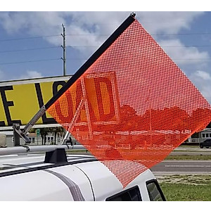 Mytee Products EZ Mount Warning Flag Red 18" x 18" Mesh Safety Flag DOT Compliant | Spring Loaded Quick n Easy Disconnect - 2 Pack