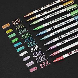 Mr. Pen- Metallic Paint Markers,10 Colors, Metallic Markers for Black Paper, Rock Painting, Card Making, Ceramics, Metal, Glass, DIY Photo Album, Scrapbooking Supplies, Metallic Non-Permanent Markers
