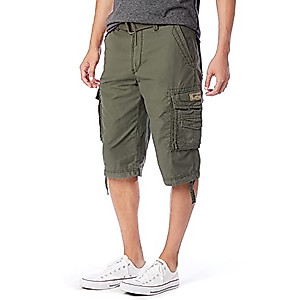 Unionbay Men's Cordova Belted Messenger Cargo Short - Reg and Big and Tall Sizes, military, 36