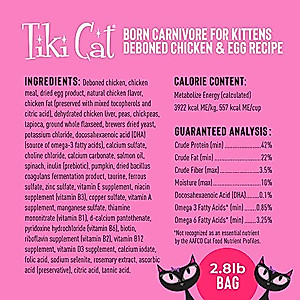 Tiki Cat Born Carnivore Baby, High-Protein and Grain-Free, Complete and Balanced Dry Cat Food for Kittens 6 Weeks+, 5.6 lbs. Bag