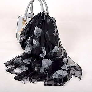 Green Silk Scarf Shawl Women Fall Winter Long Scarves Accessory Floral Design Neck Scarf Jujube red DFS11