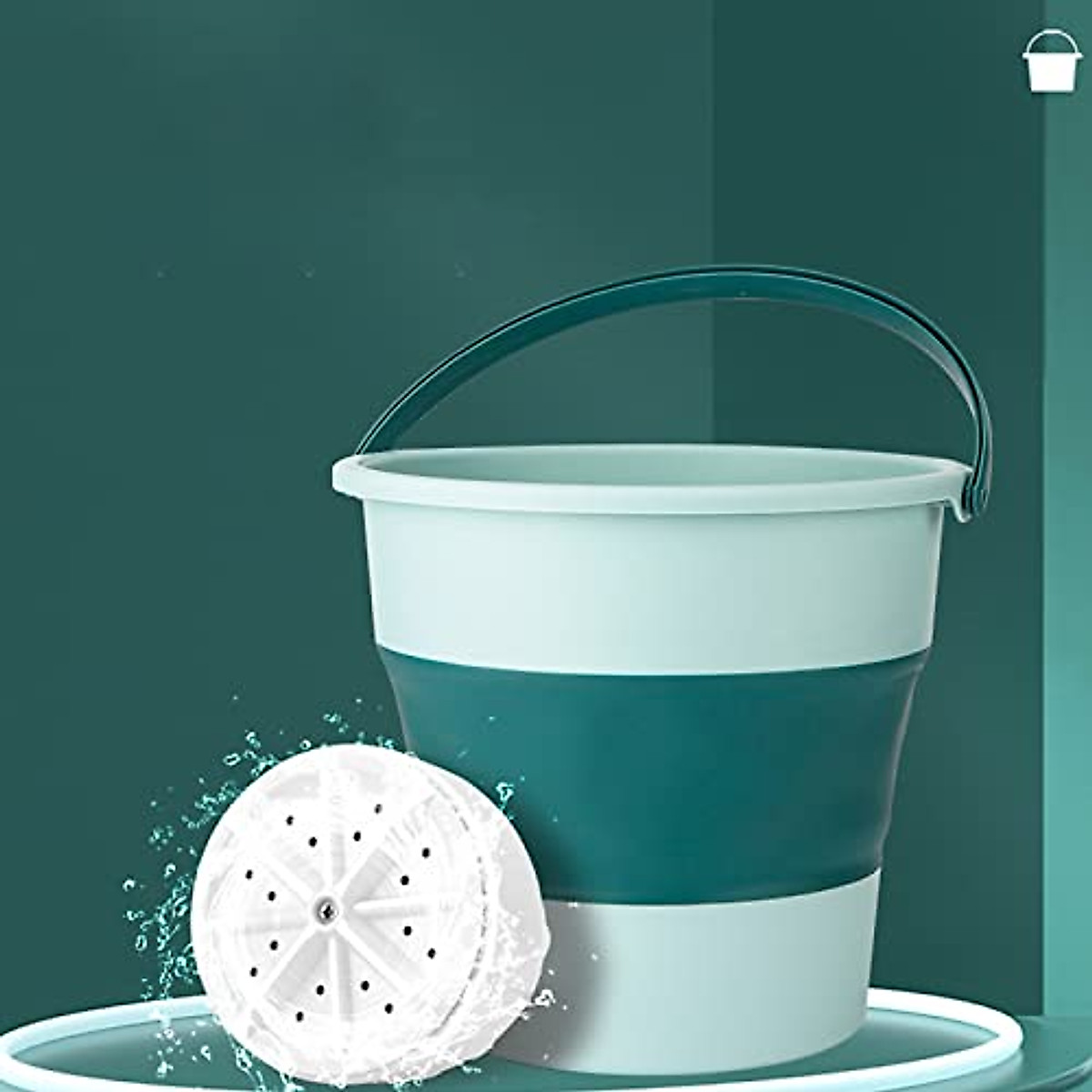 MIUOWANP Mini Foldable Washing Machine, Foldable Laundry Tub USB Powered Portable Ul-trasonic Turbine Washer by for Socks Underwear, Automatic Folding Clothes Washer Tub