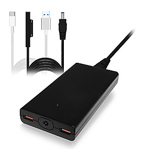BatPower High Power Delivery Slim 120W Surface Charger Compatible with Microsoft Surface Book Laptop 4 3 2 1 Surface Pro 9 8 X 7 6 5 4 3 Go Power Supply 102W Adapter with Dual USB Quick Charge 3.0