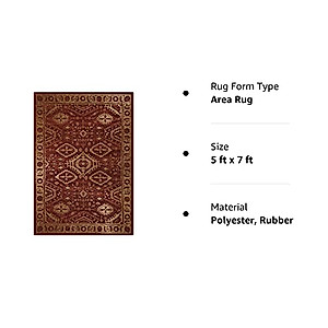 Maples Rugs Georgina Traditional Area Rugs for Living Room & Bedroom [Made in USA], 5 x 7, Red/Gold