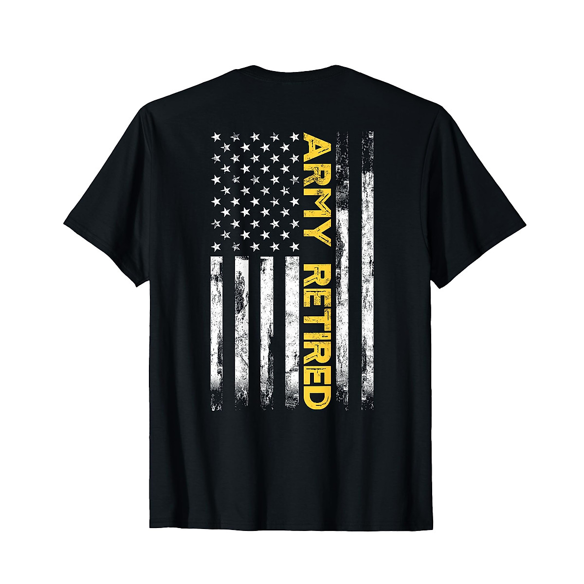 Army Retired Military Army Thin Goldline American Flag T-Shirt