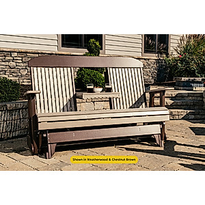 LuxCraft 5' Classic Poly Double Glider with Center Tray (Chestnut Brown)