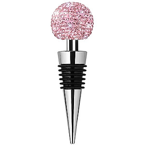 Soleebee Bling Decorative Wine Stoppers,Wine Bottle Stopper with Crystal Rhinestone, Beverage Bottle Stoppers for Gifts, Bar, Holiday Party, Wedding (Pink)