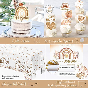 Boho Baby Shower Decorations, Boho Rainbow Baby Shower Party Supplies, A Little Ray of Sunshine is Almost Here, It’s a Girl Gender Reveal, Baby Shower Backdrop Balloon Arch Boxes Mom to Be Sash