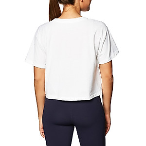 Champion womens Cropped Tee, Script Logo T Shirt, White-550757, Medium US