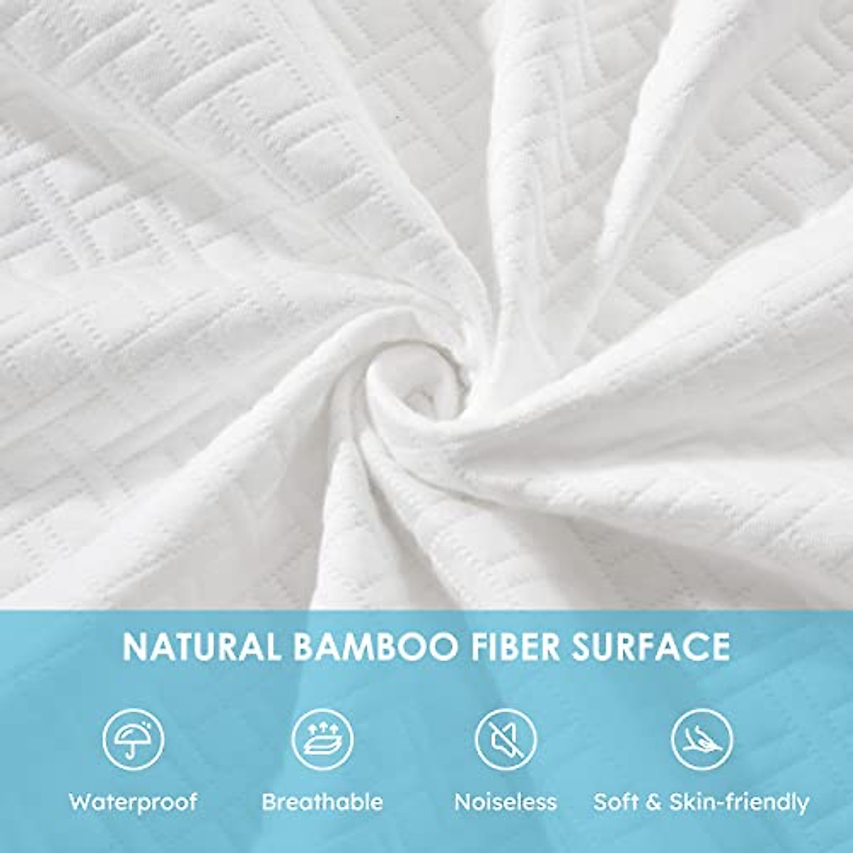 Cozymaker Queen Size 100% Waterproof Mattress Protector，Premium Bamboo Mattress Cover 3D Air Fabric Smooth Soft Breathable Mattress Pad Cover Noiseless Washable, 8-21" Deep Pocket (White, Queen)