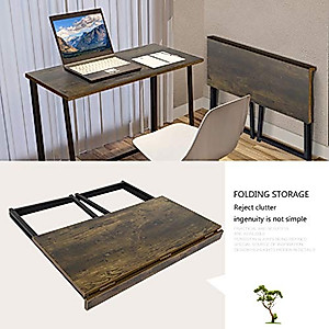 Desktop Home Computer Desk, Modern Simple Office Writing Study PC Laptop Table Multipurpose Workstation with Drawer & Shelves for Bedroom, Living Room, Study Room (US Direct, Vintage)