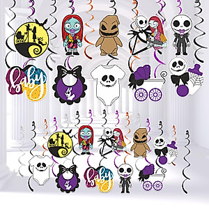 HigzYovn Nightmare Before Christmas Baby Shower Hanging Decorations, 10 Pieces, 8 x 9 inches, Round, Unisex, Hand Wash Only
