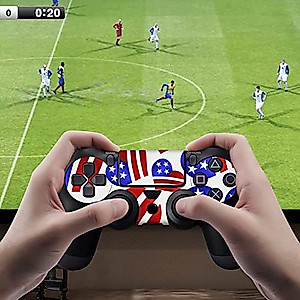 USA Colors Hearth Shape Sticker for P-S4 Controller Full Protective Skin Cover Design Wrap Decal Sticker Compatible with P-S4 Print