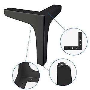 SVISNA 6 Inch Black Furniture Leg Metal 8PCS, Home DIY Heavy Duty Replacement Feet for Bookshelf, Sofa, Cabinet, Chair, Couch, Coffee Table, Desk, Bench, Ottoman, Nightstand, etc