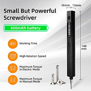 SEQURE ES666 Electric Screwdriver Set Cordless Rechargeable Screwdriver Auto/Sensor/Fixed Mode Precision Power Screwdriver with 30 Magnetic Bits 7 Torque Gears Max 2.2N.m Repair Tool for Electronics