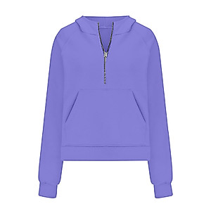 Ceboyel Womens Quarter Zip Sweatshirt 2023 Fleece Oversized Sweaters Cropped Pullover Hoodies Fall Trendy Outfits Clothing Plus Size Oversized Sweatshirt Dark Blue Xl