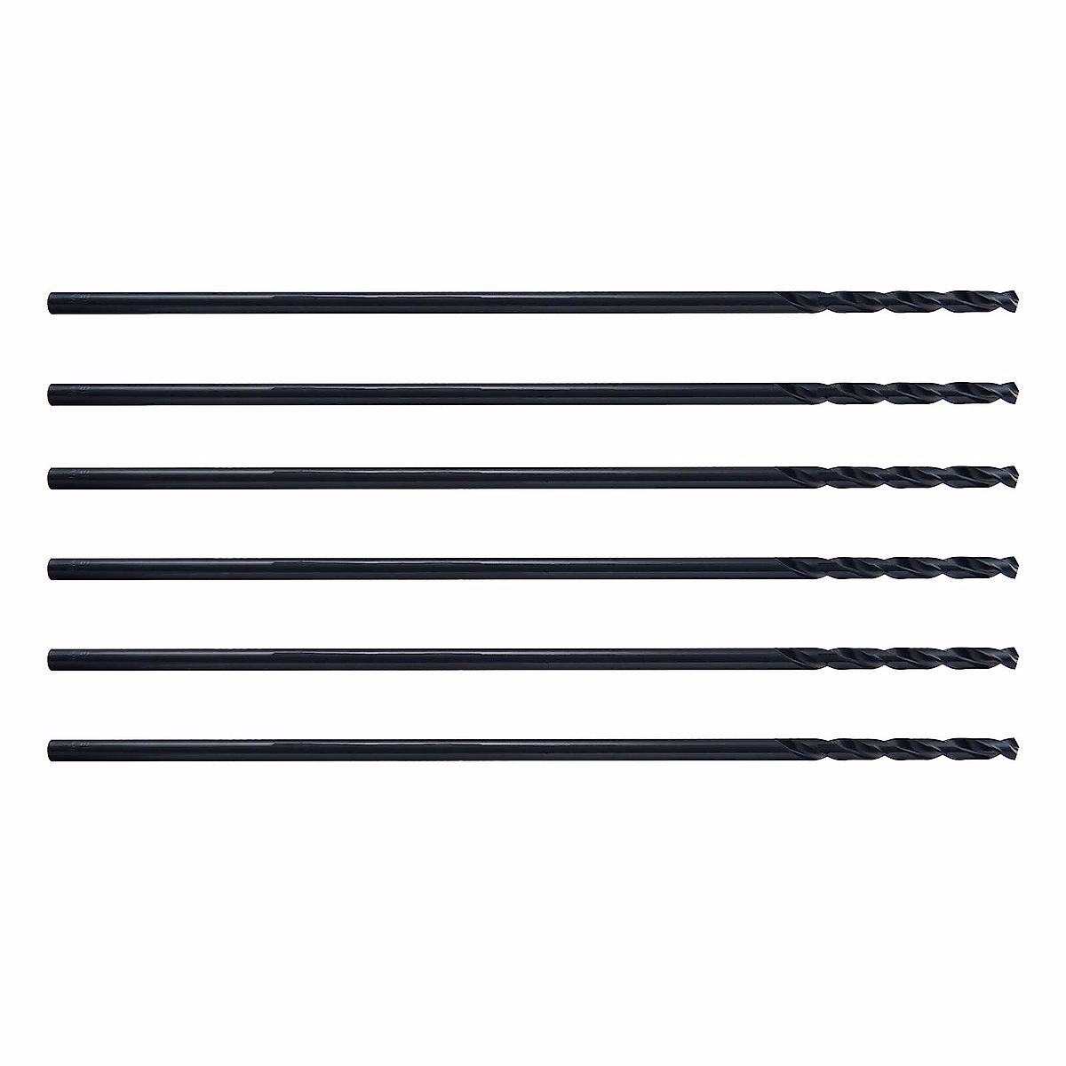 MAXTOOL 7/32"x12" 6pcs Identical Aircraft Extension Drills HSS M2 Extra Long Deep Twist Drill Bits Straight Shank Fully Ground Black; ACF02B12R14P6
