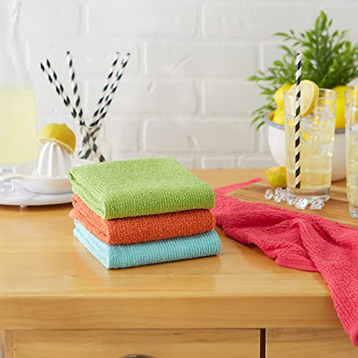 DII Basic Barmop Collection Multi-Purpose Cleaning, Dishtowel Set, Bright, 4 Piece