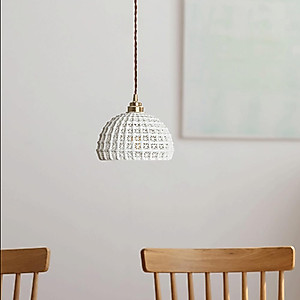 SSBHDM Creative Grid Ceramic Pendant Lamp Lampshade,Nordic Minimalist Style Chandelier,E27 Base Single-Head Hanging Light,Bookstore Kitchen Living Room Decorative Lighting Fixtures