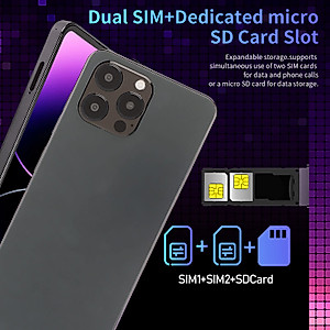 Naroote Unlocked Smartphones, 6.7 Inch Black 4G Smartphones for Daily Use (Black)