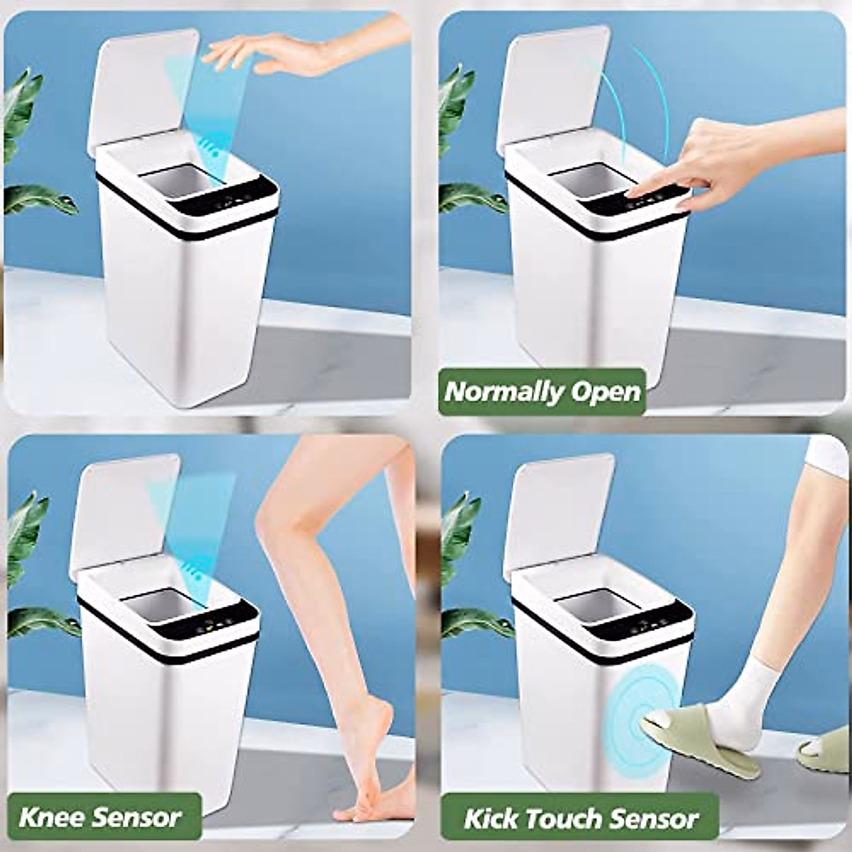 FUNTOOB Sensor Trash Can Automatic Motion Sensor Trash Can 2.5 Gallon Bathroom Trash Cans with Lids Small Garbage Bin for Bedroom Bathroom Office