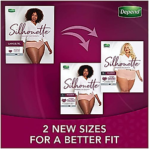 Depend Silhouette Adult Incontinence and Postpartum Underwear for Women, medium (32–42" waist), Maximum Absorbency, Black, 56 Count (2 Packs of 28)
