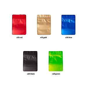 Kando Store Set of 100 Mylar Bags With Matte Finish | 3.5g Smell Proof, Food Storage Aluminum Foil Bags | Stand-up, Resealable, Vacuum Sealable, Leak-Proof Pouch