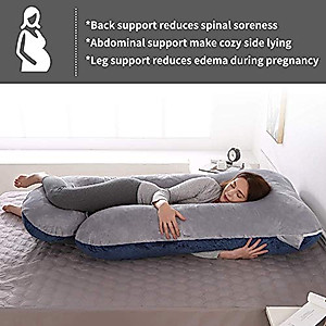 Wndy's Dream Pregnancy Pillow J Shaped Full Body Pillow with Velvet Cover, 60 inches Maternity Pillow for Pregnant Women Back, Legs and Belly Support