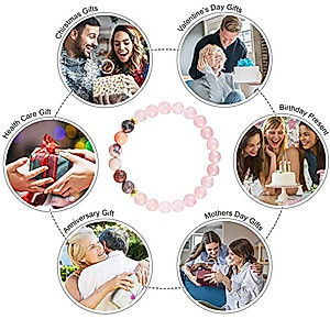 HOZEAL Rose Quartz Bracelet, Love Friendship Pink Crystal Stone Chakra Bracelet, Business Money Energy Wealth Good Luck Prosperity Feng Shui Beaded Bracelet for Men Women (B)